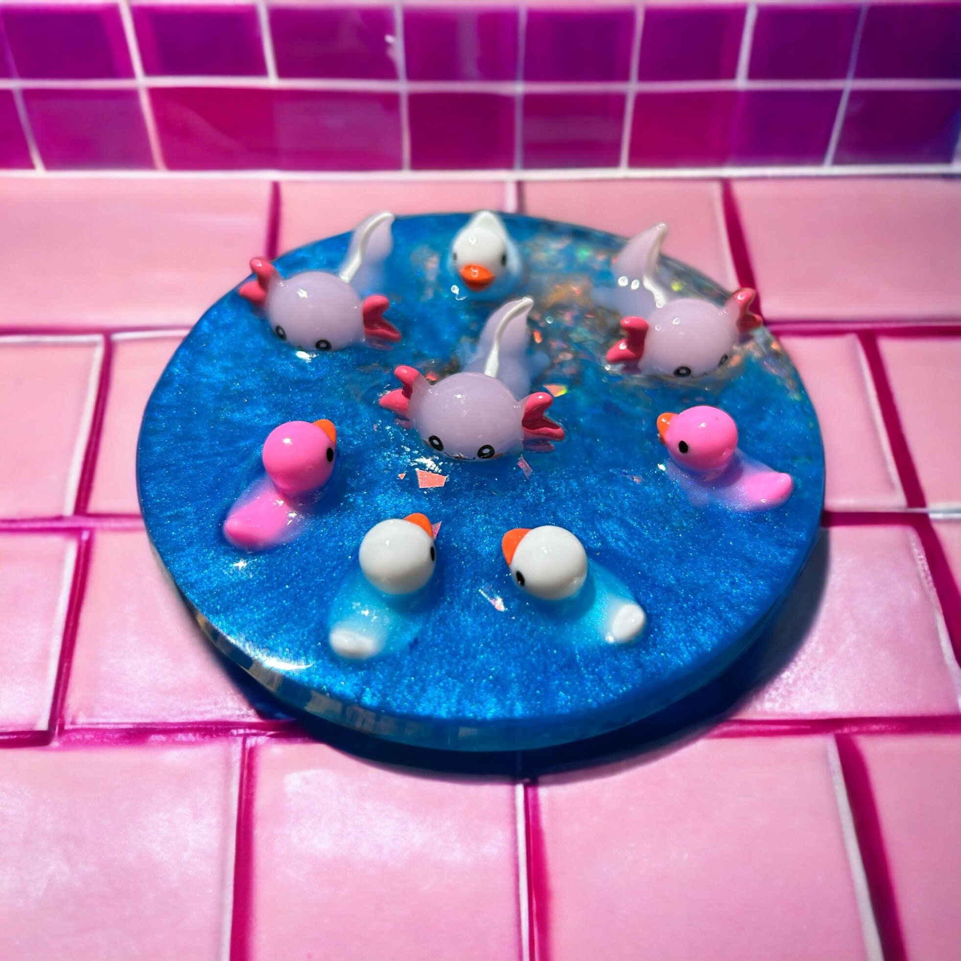 Blue Axolotl and Duck Glitter Diorama Resin and Glitter Desk - Etsy ...