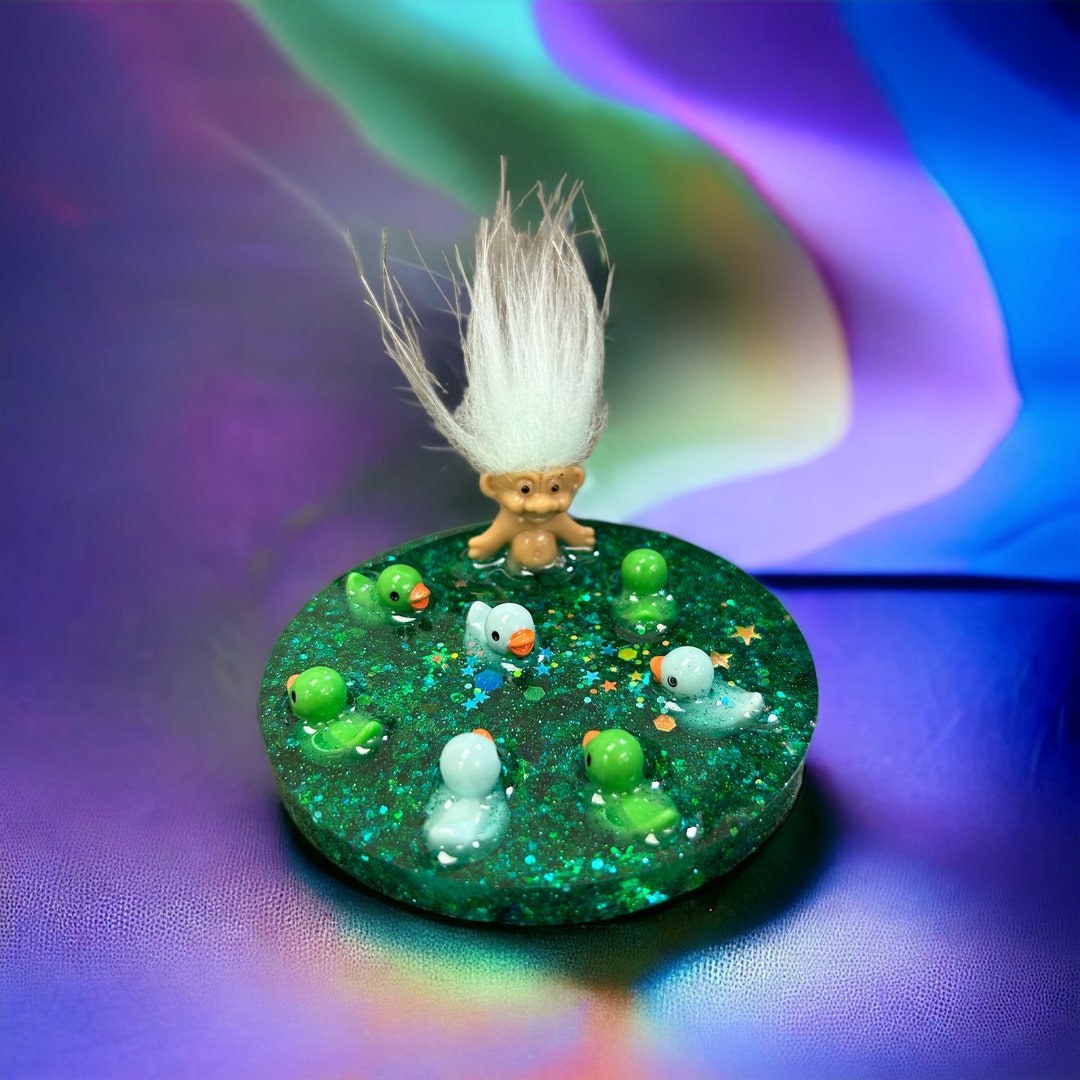 Green Troll Doll and Duck Glitter Diorama Resin and Glitter - Etsy