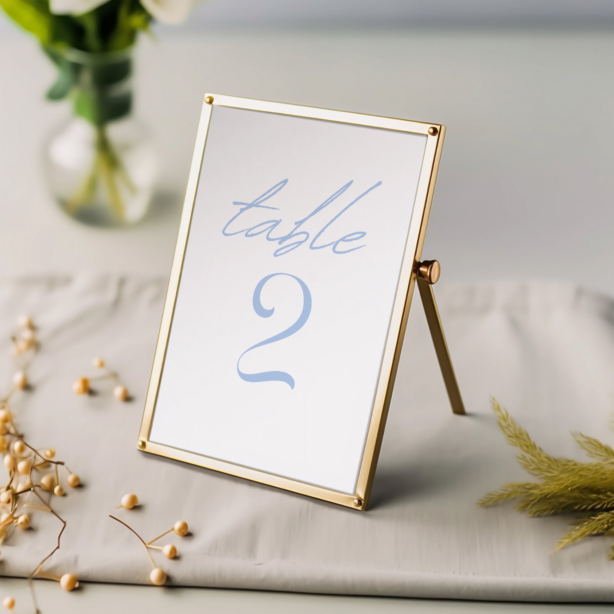 Light Blue Printable Wedding Table Number Cards, 5x7 Blue Boho Table ...