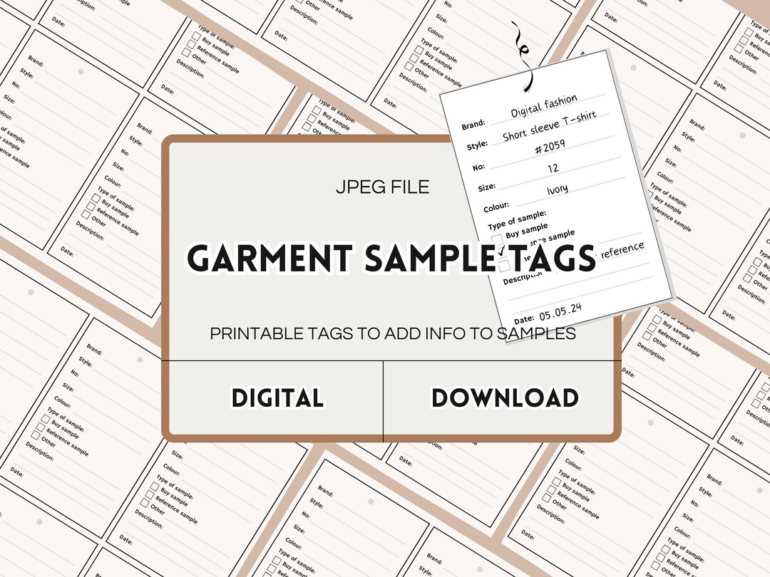 Printable Garment Sample Tags - Customisable Tags for Fashion Designers ...