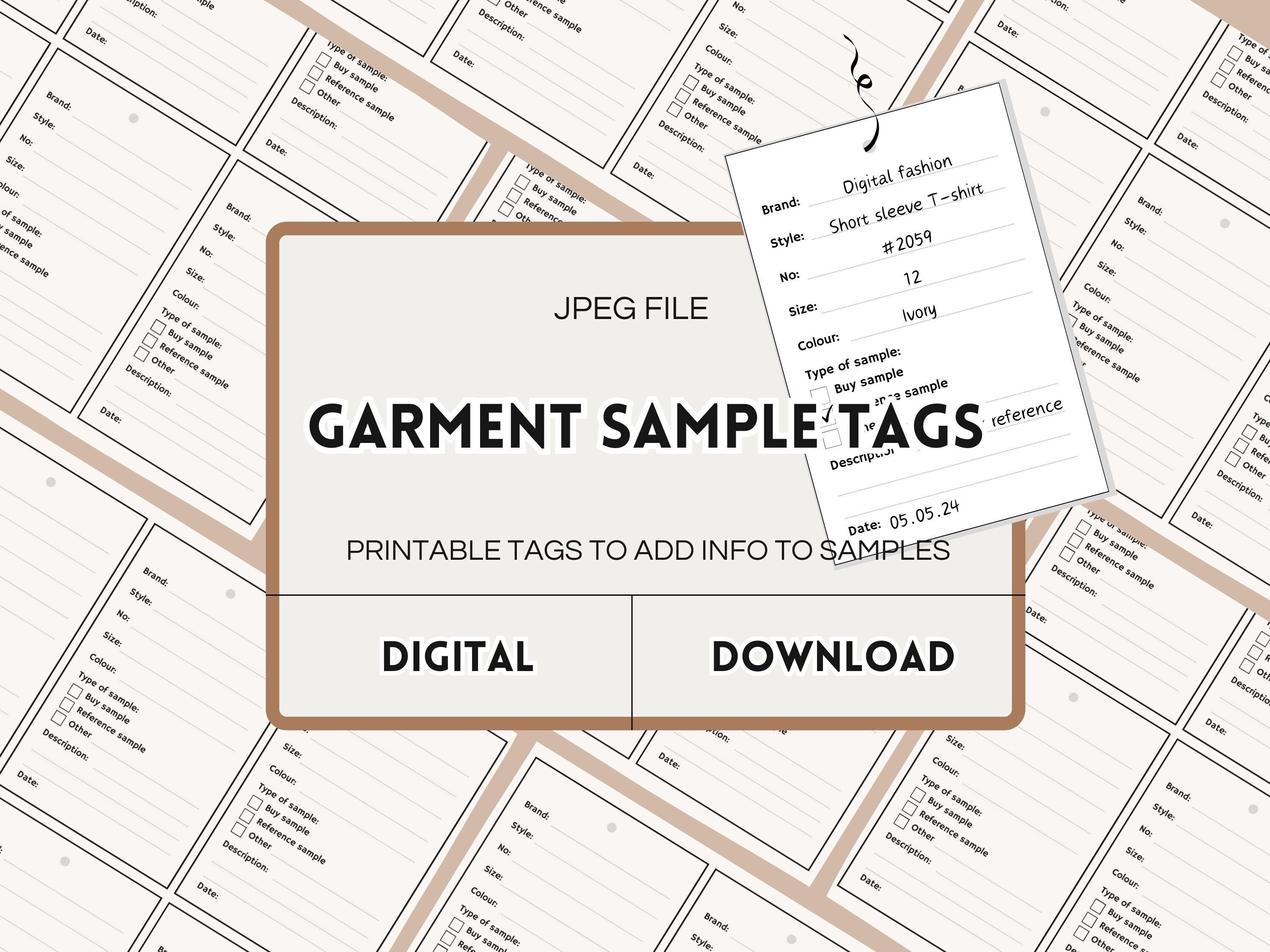 Printable Garment Sample Tags - Customisable Tags for Fashion Designers ...