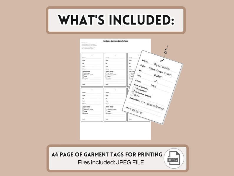 Printable Garment Sample Tags - Customisable Tags for Fashion Designers ...