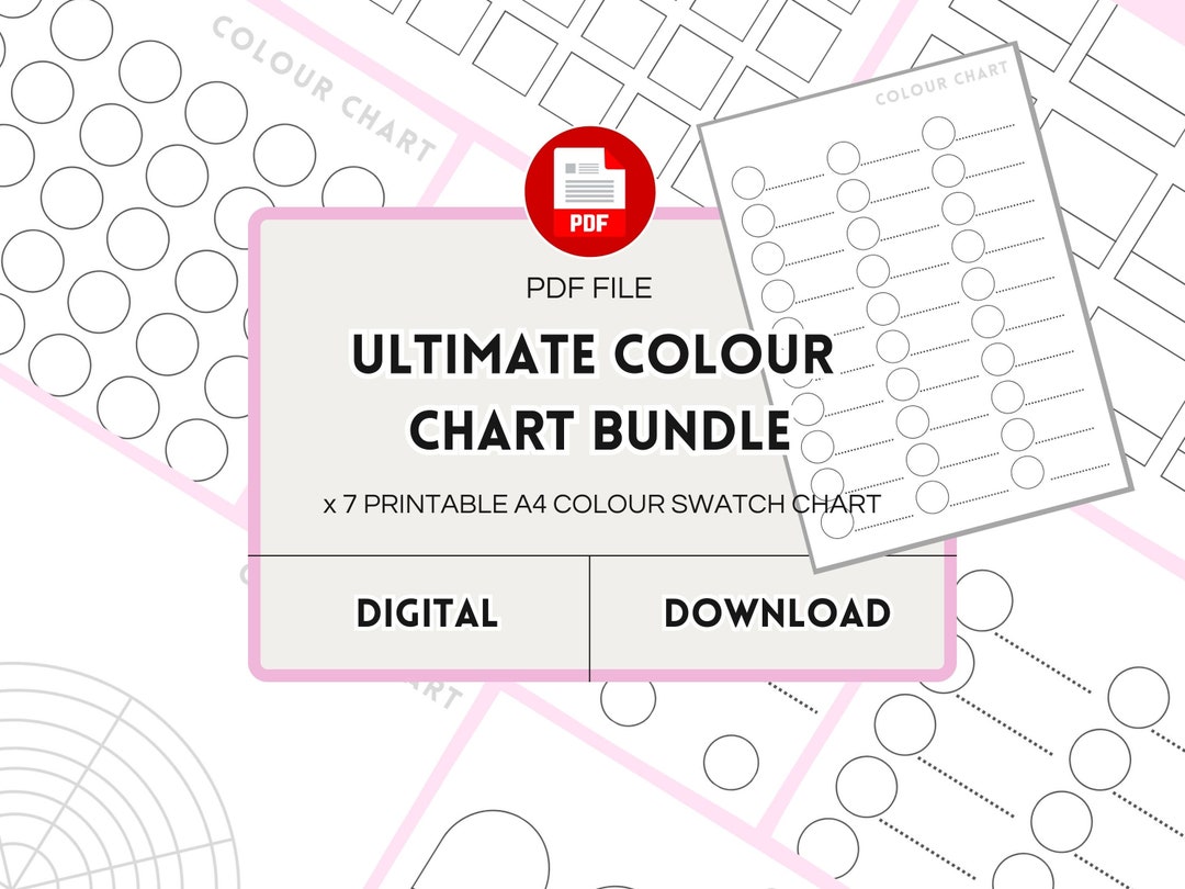 Ultimate Colour Chart Bundle, 7 Printable A4 Colour Charts. Colour ...