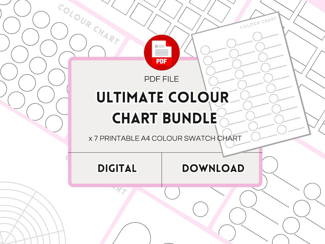 Ultimate Colour Chart Bundle, 7 Printable A4 Colour Charts. Colour ...