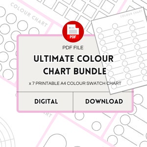 Ultimate Colour Chart Bundle, 7 Printable A4 Colour Charts. Colour ...