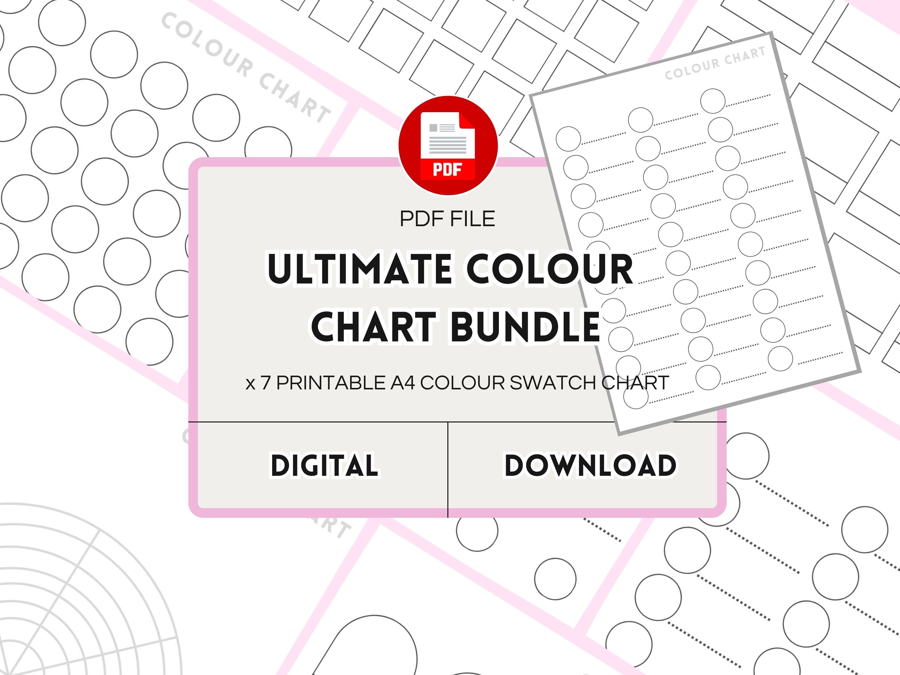 Ultimate Colour Chart Bundle, 7 Printable A4 Colour Charts. Colour ...