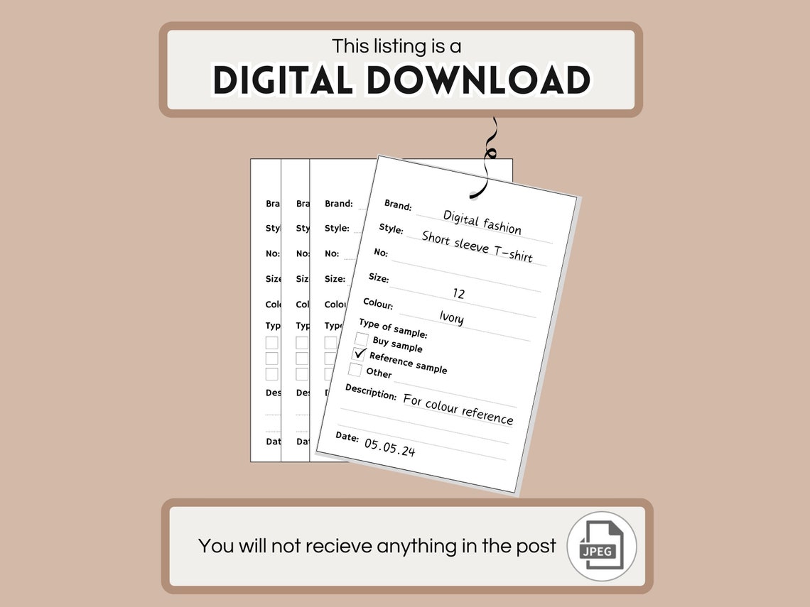Printable Garment Sample Tags - Customisable Tags for Fashion Designers ...