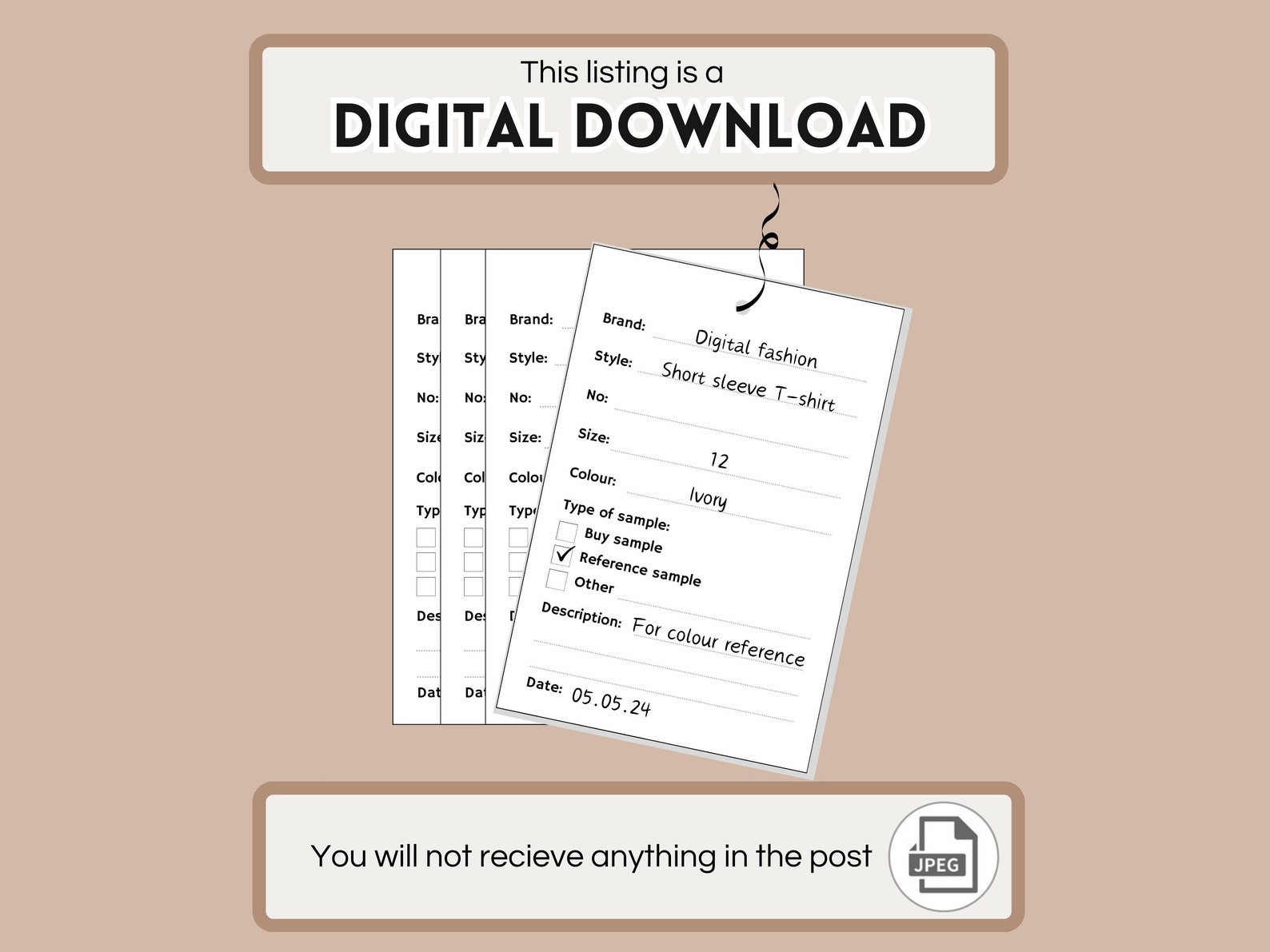 Printable Garment Sample Tags - Customisable Tags for Fashion Designers ...