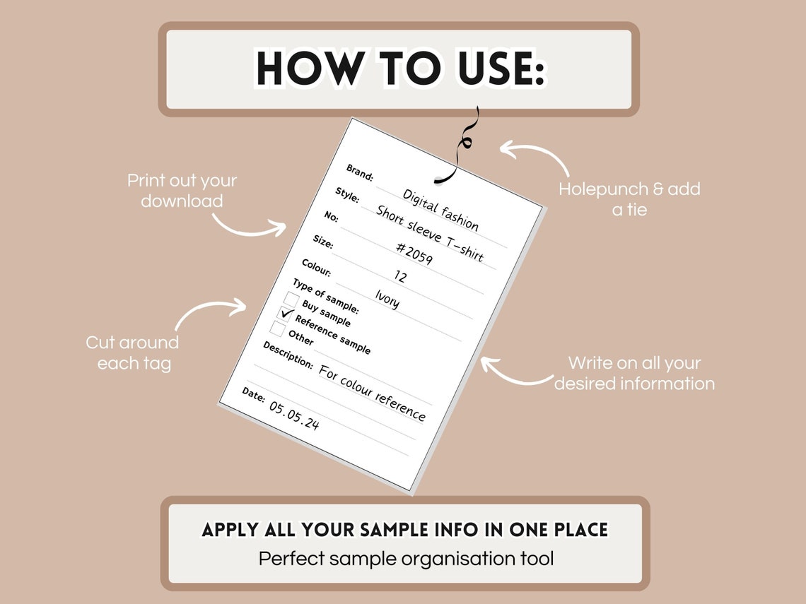 Printable Garment Sample Tags - Customisable Tags for Fashion Designers ...