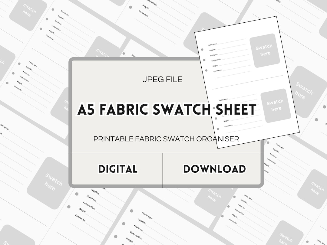 Printable A5 Fabric Swatch Template. an Effortless Organisation Tool to ...