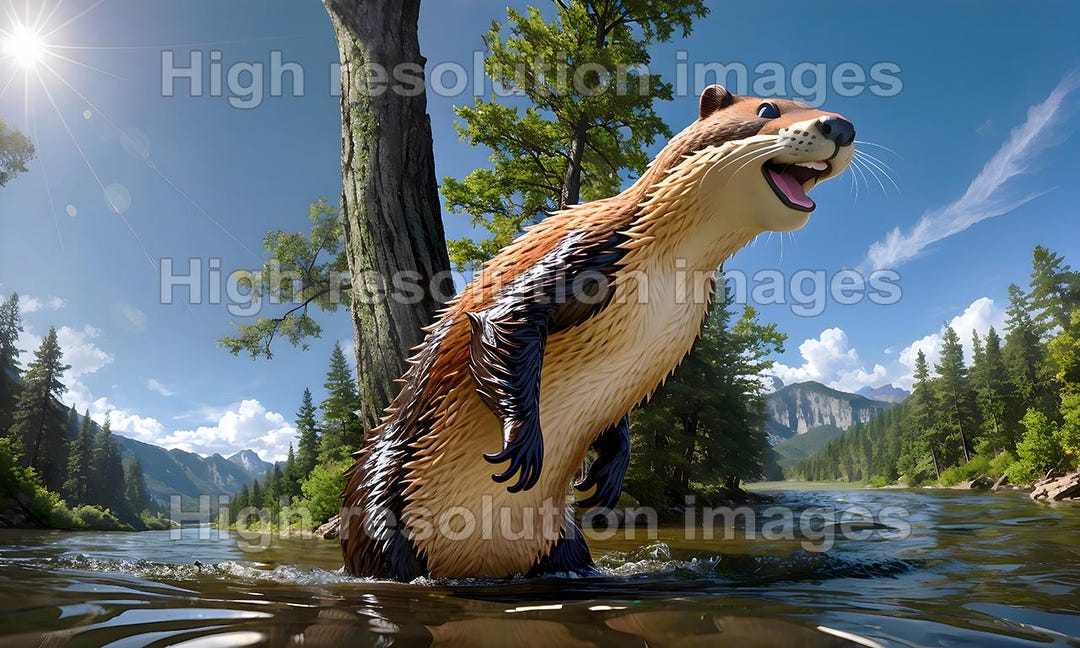 Cartoon Beaver Wall Mural – High-resolution Digital Art | Funny Animal ...