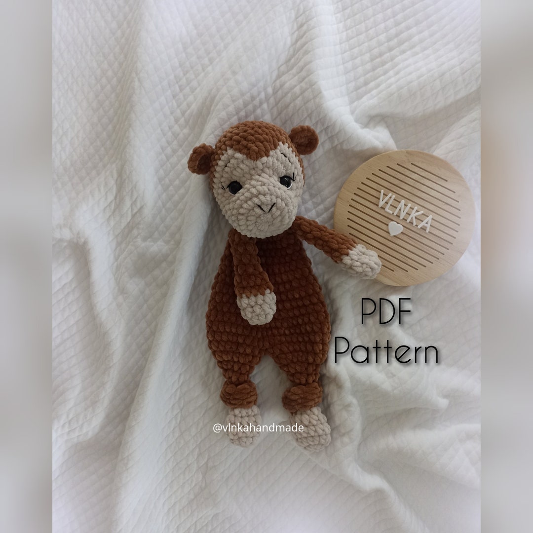Monkey Lovey Crochet Pattern, Plush Monkey, Snuggler, Crochet Monkey ...