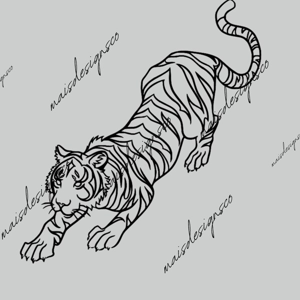 Crawling Tiger Svg - Etsy