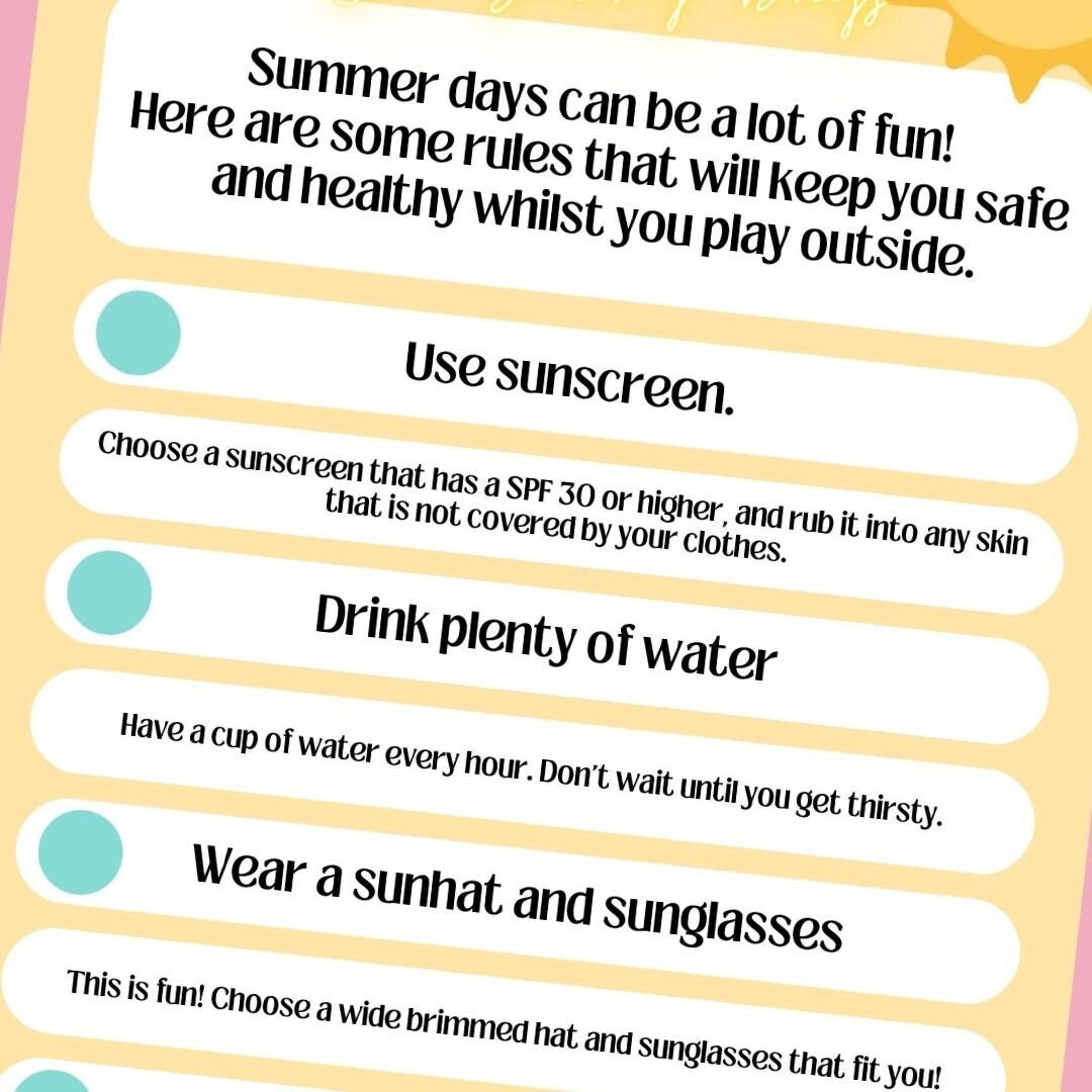 Children's Safety Poster - How to Keep Safe on Sunny Days Printable - Etsy