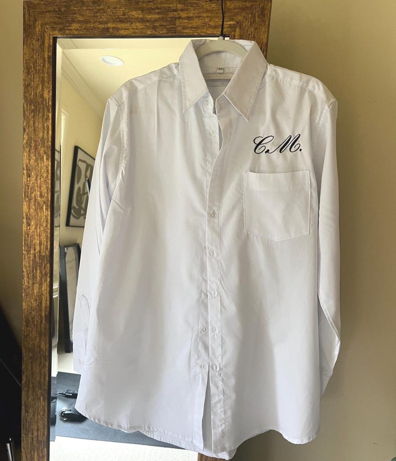 Custom Embroidered Initials White Cotton Button-down Shirt - Etsy