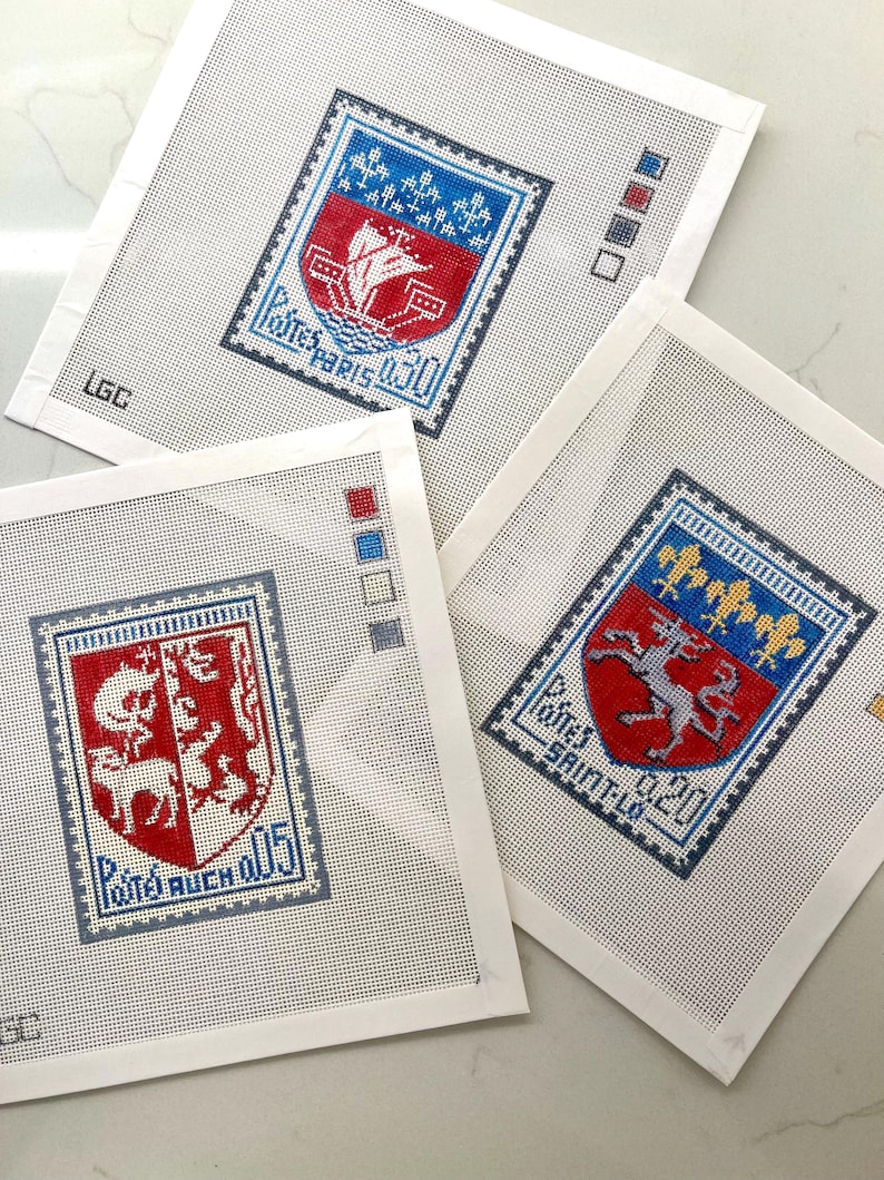 Vintage Stamp Series Needlepoint Canvas - 18 Mesh & Hand Painted - Etsy