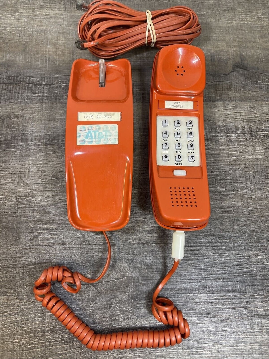 Vtg Rust Orange 1970s Phone Authentic Trimline Bell Western Electronics ...