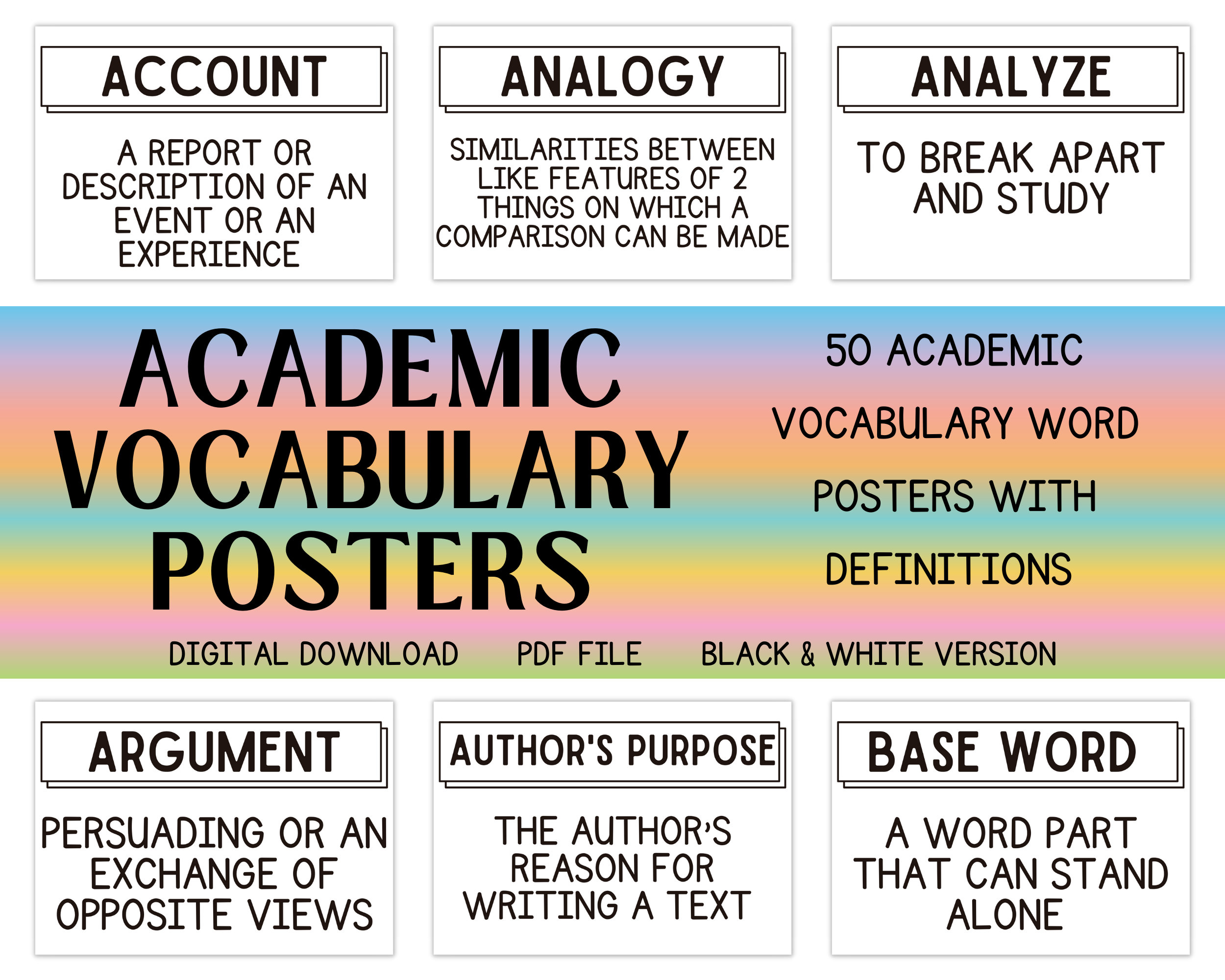 Academic Vocabulary Posters - Etsy