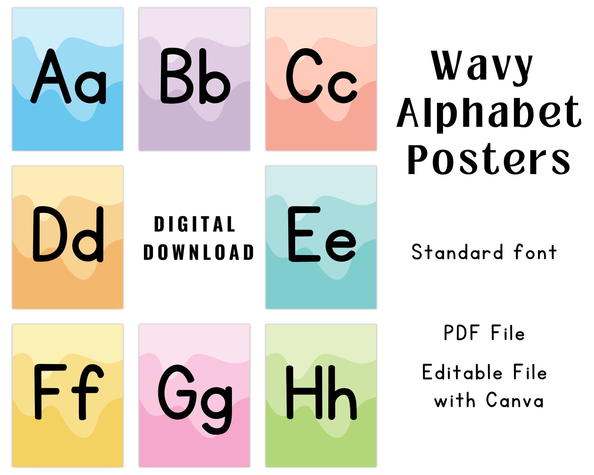 Wavy Alphabet Posters - Etsy