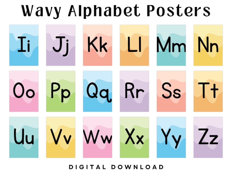 Wavy Alphabet Posters - Etsy