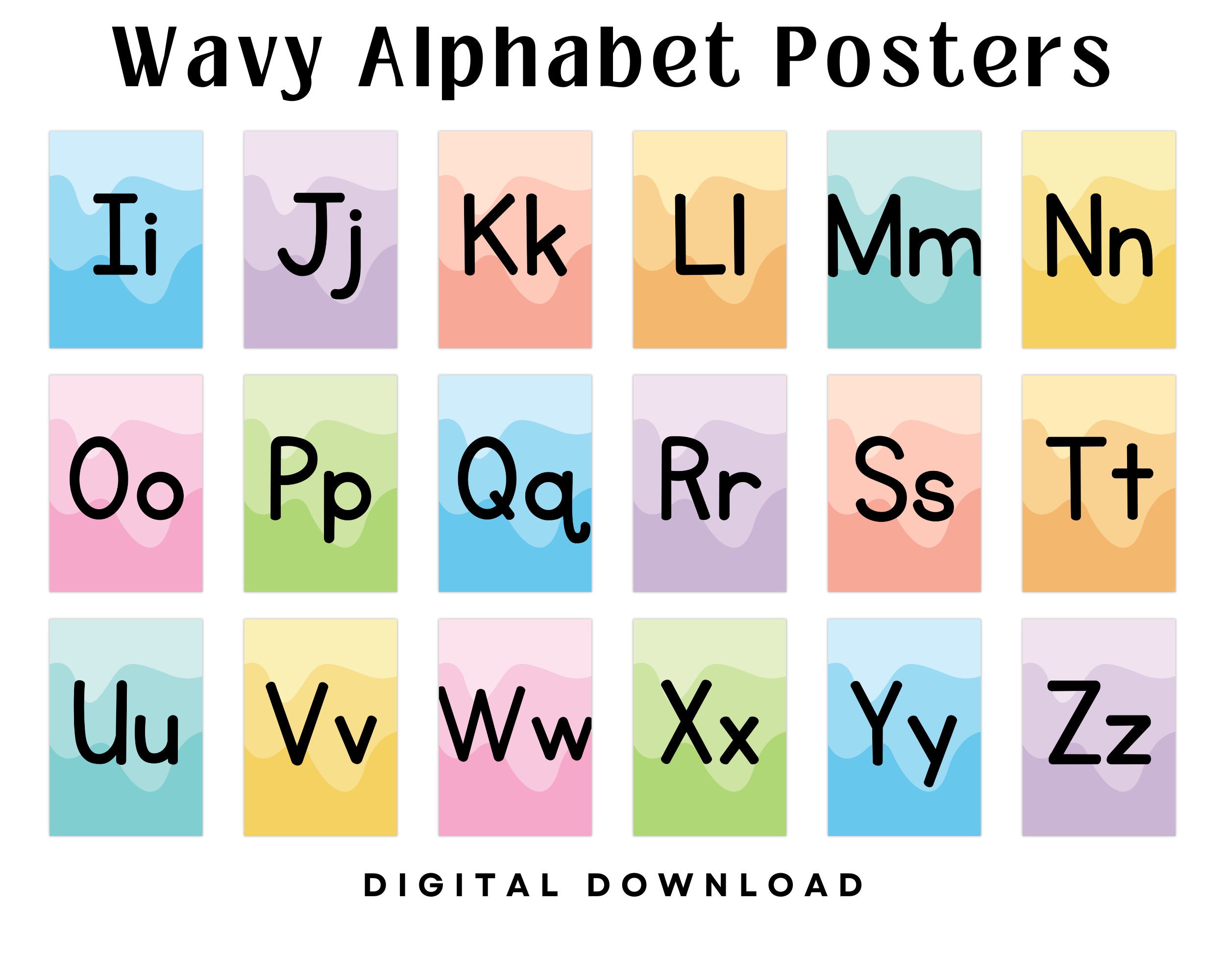 Wavy Alphabet Posters - Etsy