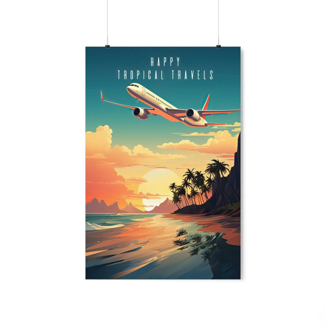 Tropical Travels, Wall Art, Poster Print, AI Art, Travel Art, Tropical ...