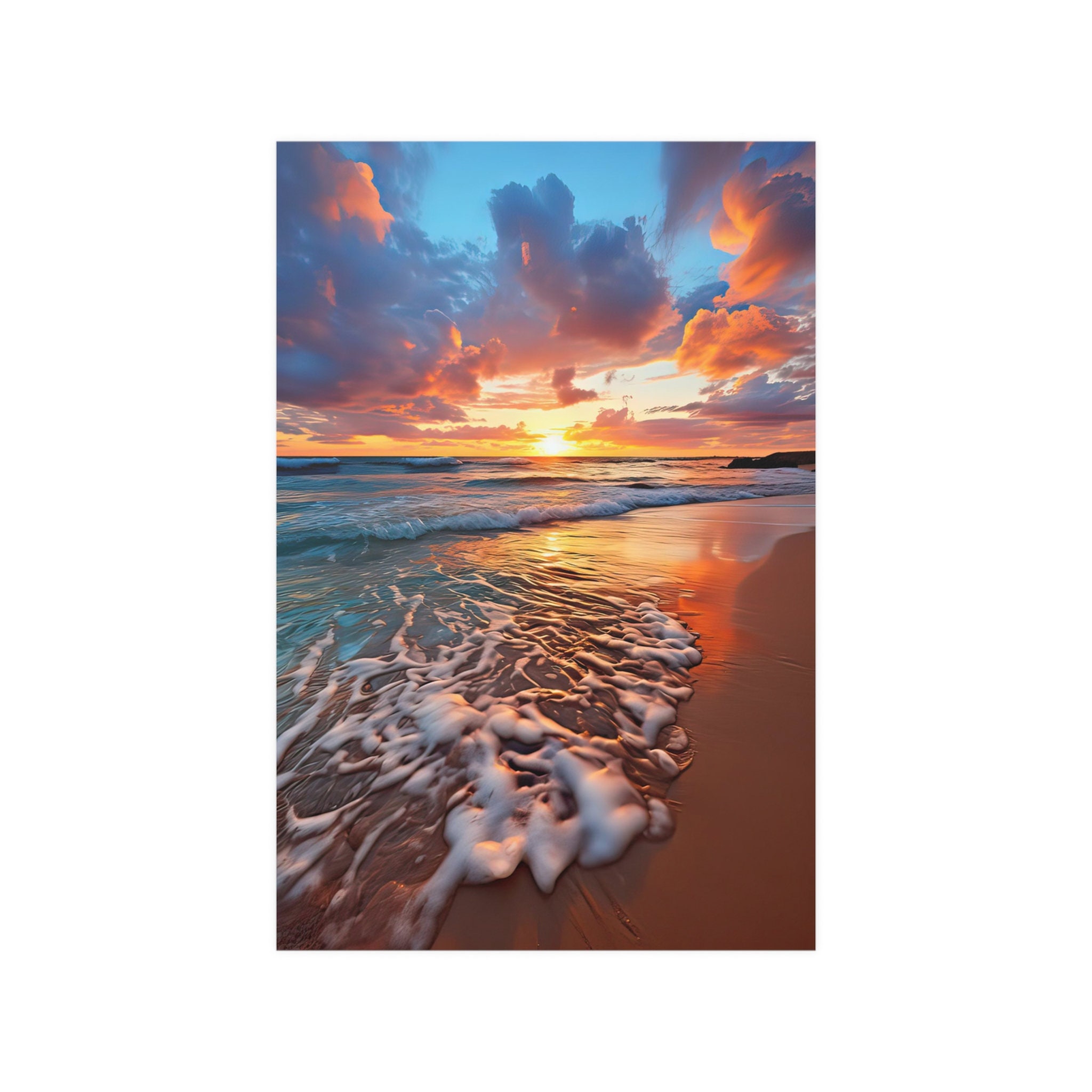 Breathtaking Beach Sunset, Wall Art Print, Poster Print, AI Art, Home ...