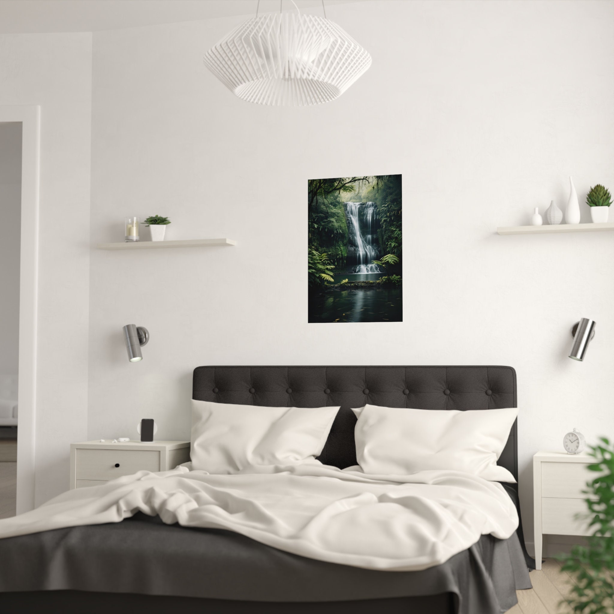 Ethereal Waterfall, Wall Art, Printed Poster, AI Art, Cascading ...