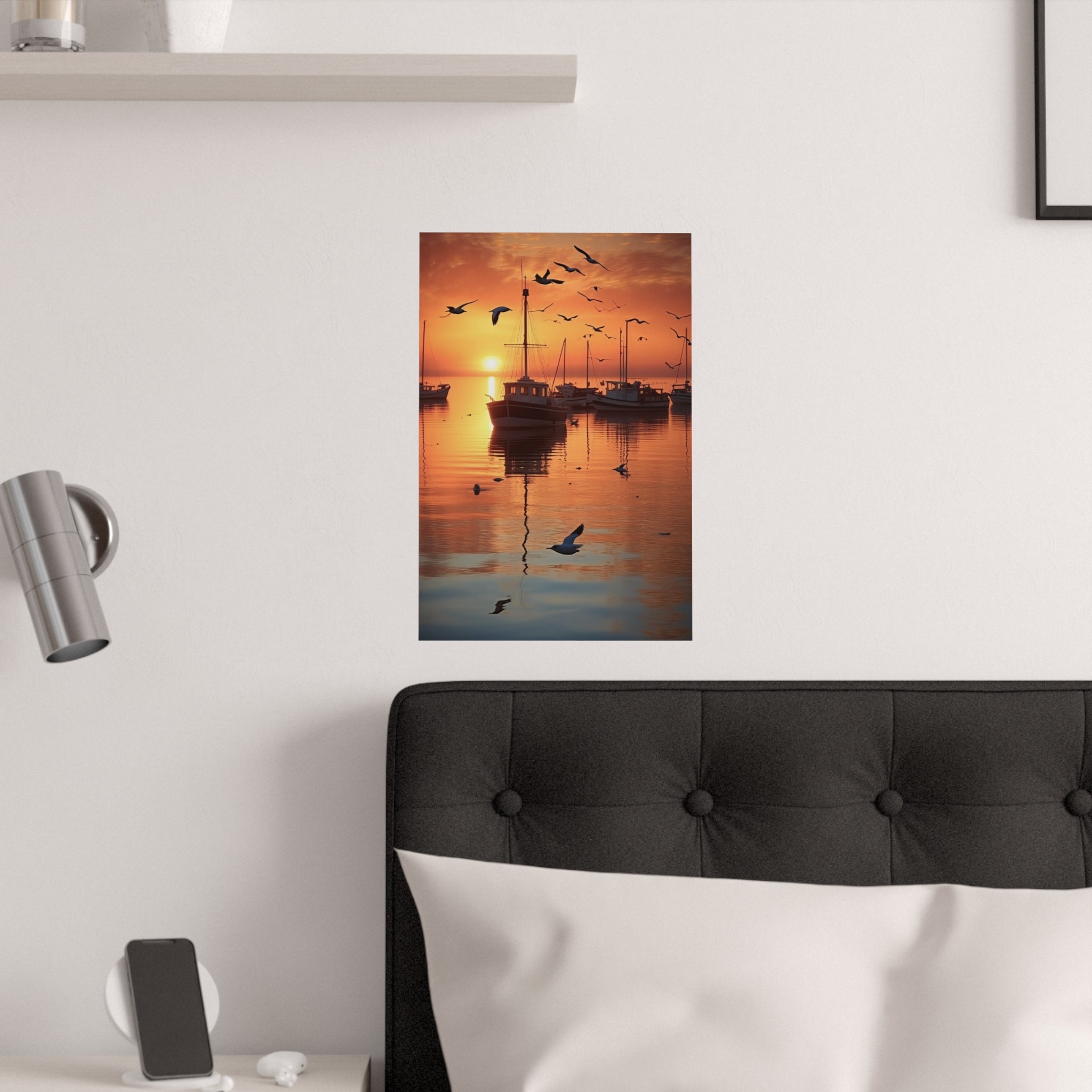Serenity's Embrace, Wall Art, Printed Poster, AI Art, Boat Dock ...