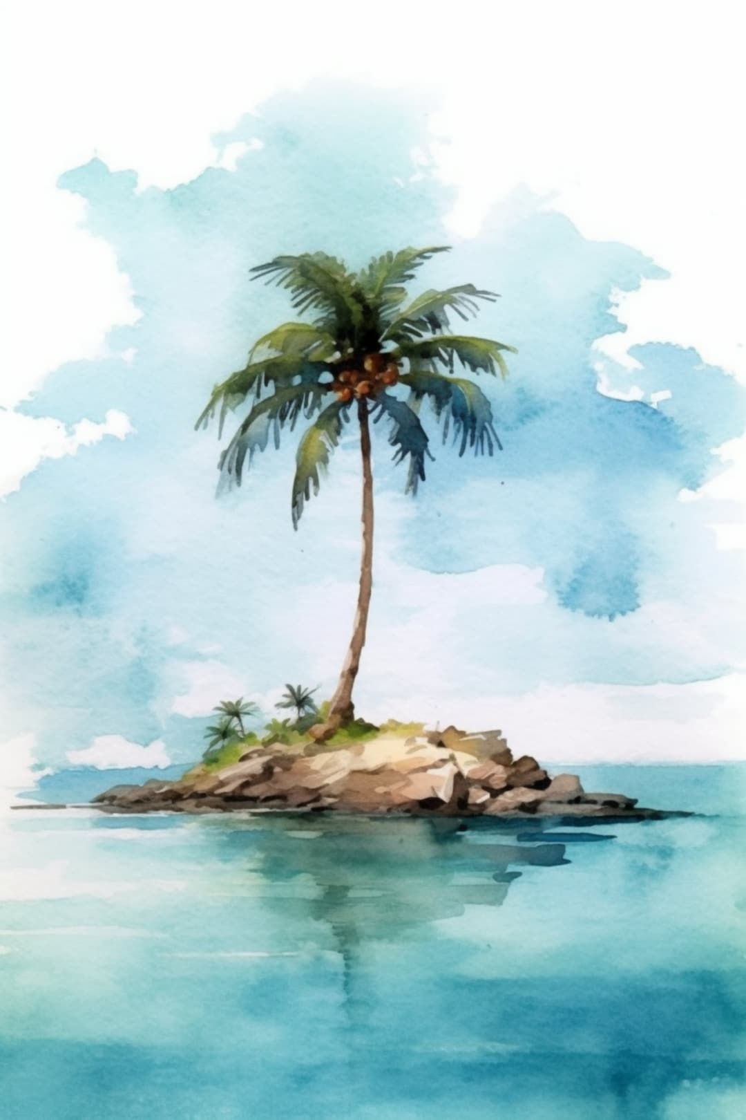 Deserted Caribbean Island, Digital Print, AI Art, Watercolor Print ...