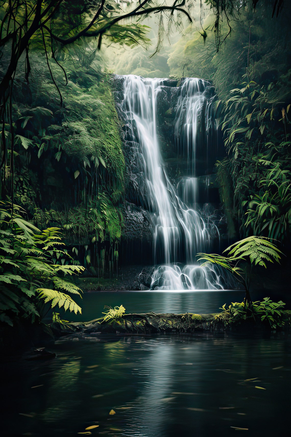 Ethereal Waterfall, Digital Print, Wall Art, AI Art, Nature Art ...