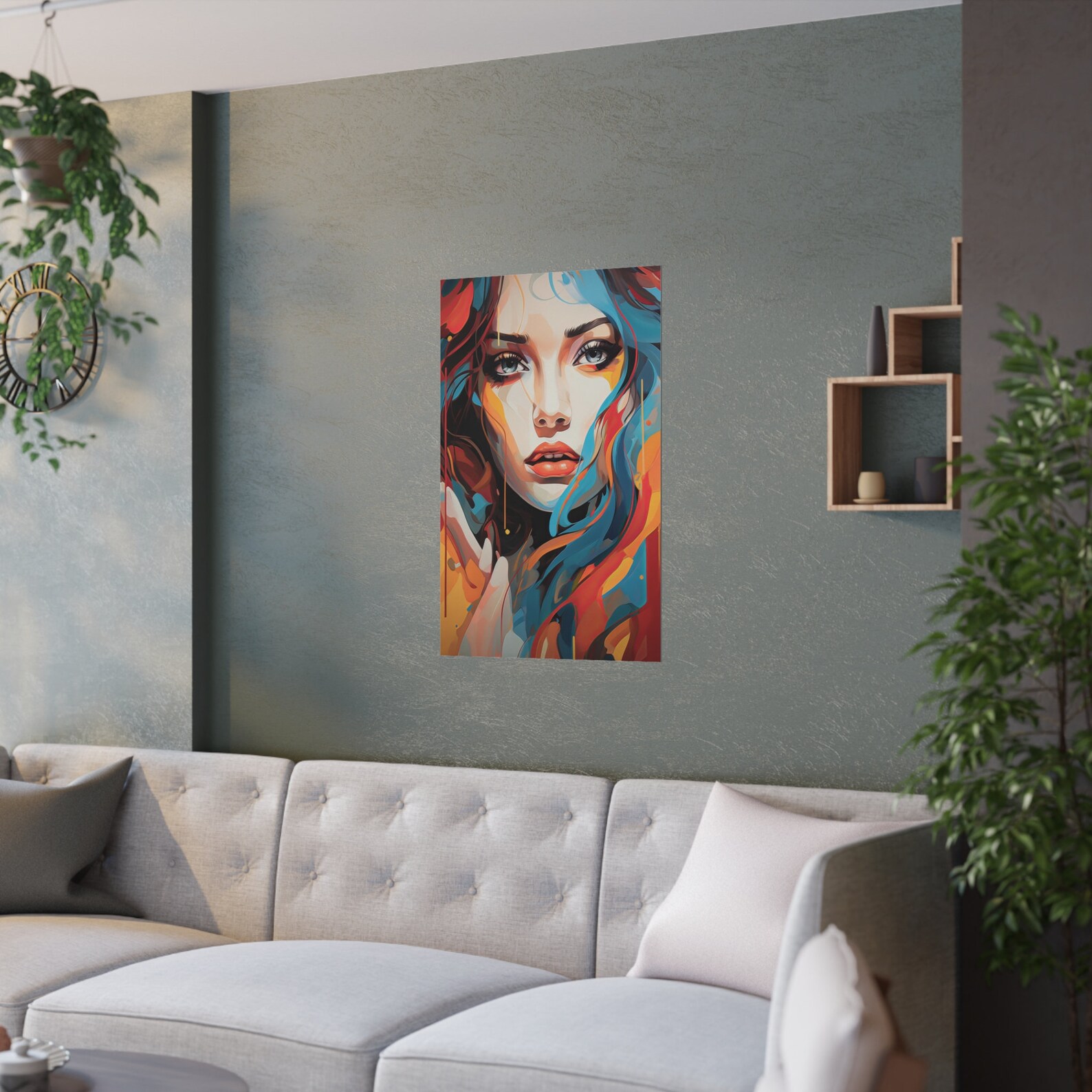 Abstract Portrait, Wall Art Print, Poster Print, Female Portrait, AI ...