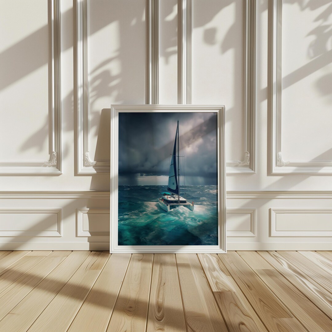 Stormy Cat, Wall Art, Printed Poster, AI Art, Caribbean Storm ...