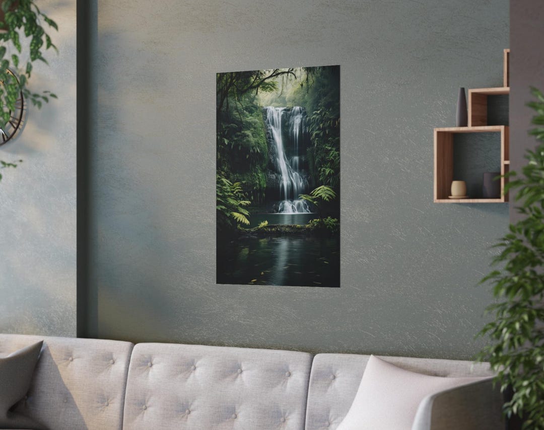 Ethereal Waterfall, Wall Art, Printed Poster, AI Art, Cascading ...