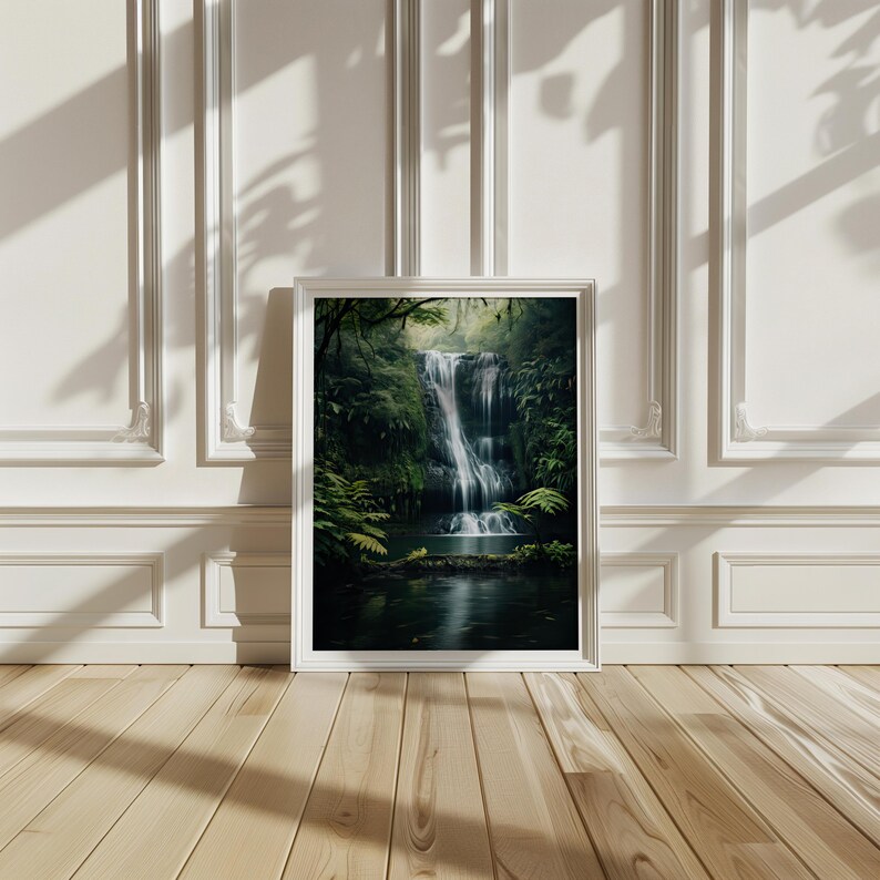 Ethereal Waterfall, Wall Art, Printed Poster, AI Art, Cascading ...