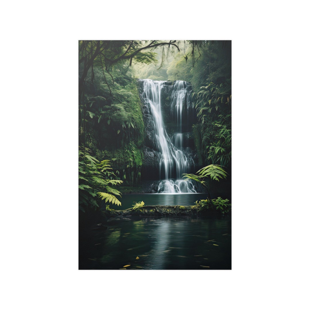 Ethereal Waterfall, Wall Art, Printed Poster, AI Art, Cascading ...