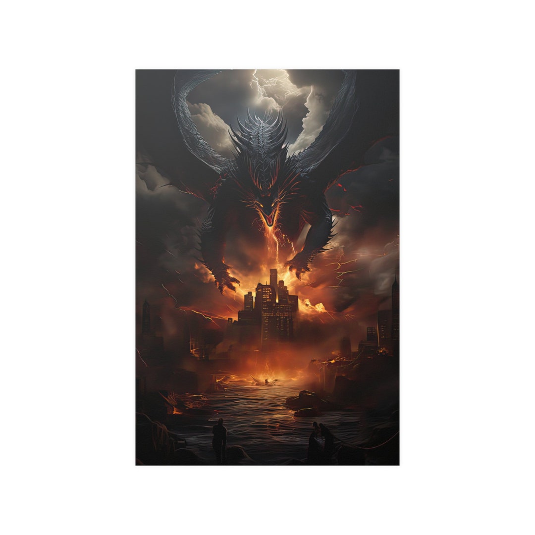 Devastating Dragon, Poster Print, Mythical Dragon, Fantasy Art, Dragon ...