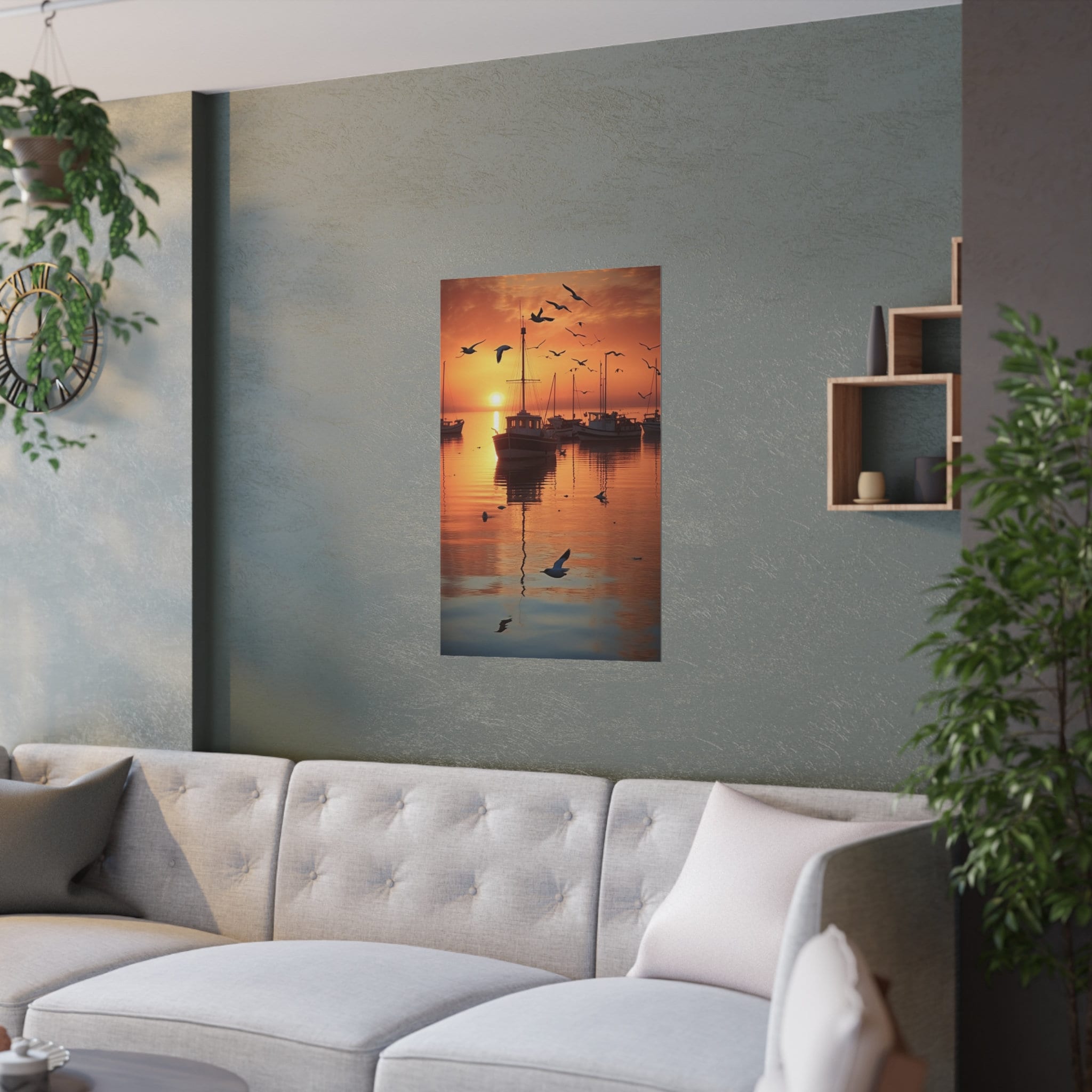 Serenity's Embrace, Wall Art, Printed Poster, AI Art, Boat Dock ...