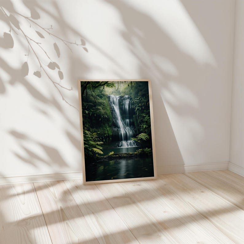 Ethereal Waterfall, Wall Art, Printed Poster, AI Art, Cascading ...