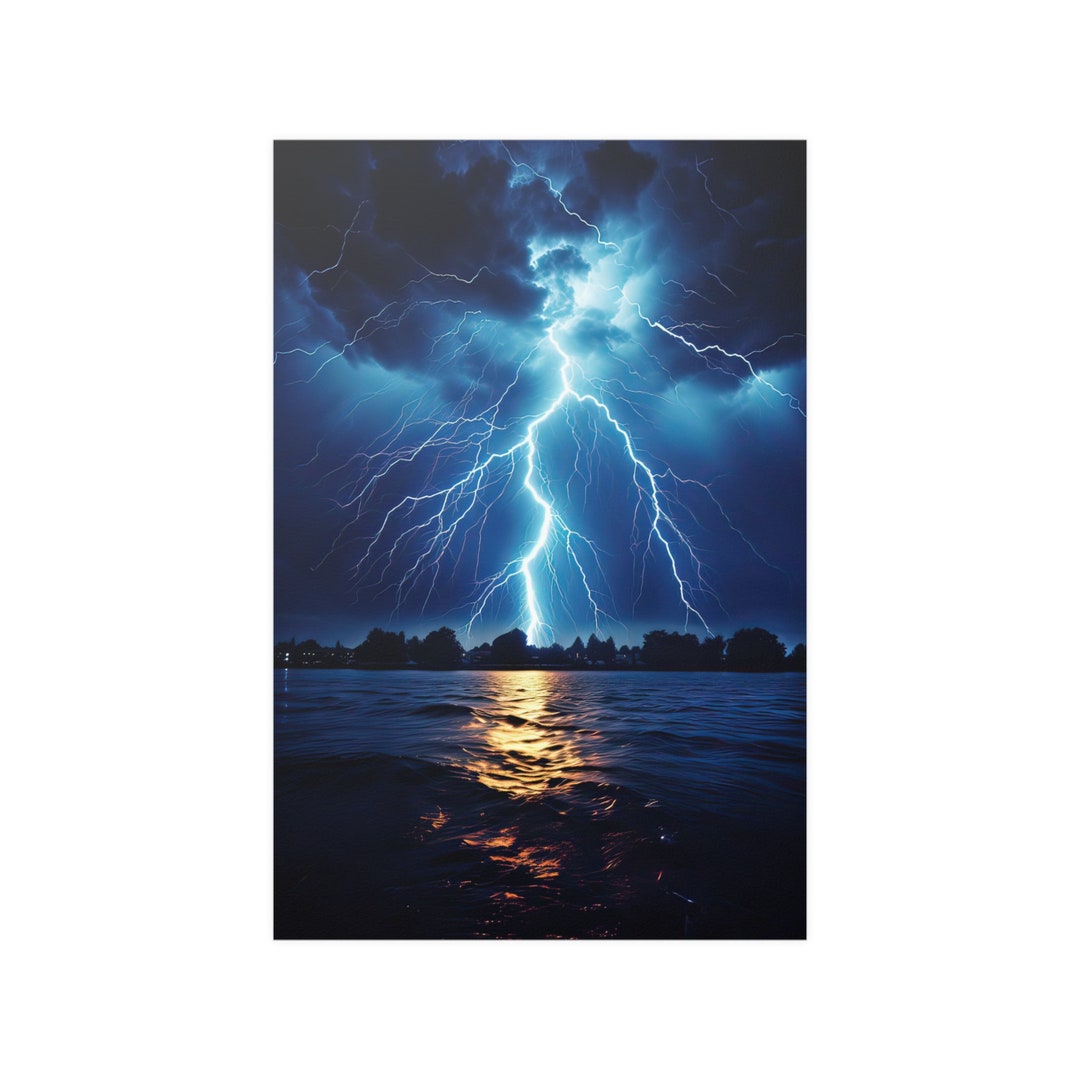 Lightning Storm, Wall Art, Poster Print, AI Art, Nature Art, Lightning ...