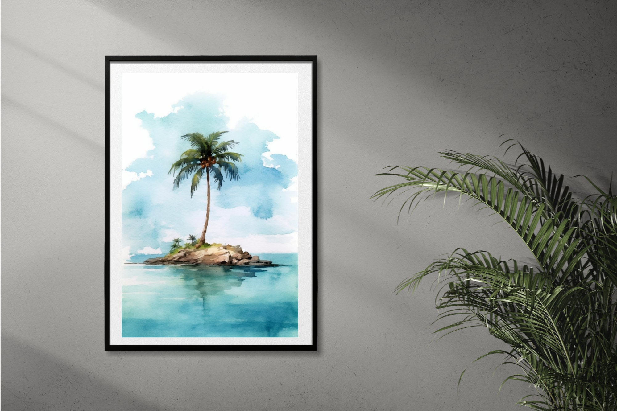 Deserted Caribbean Island, Digital Print, AI Art, Watercolor Print ...