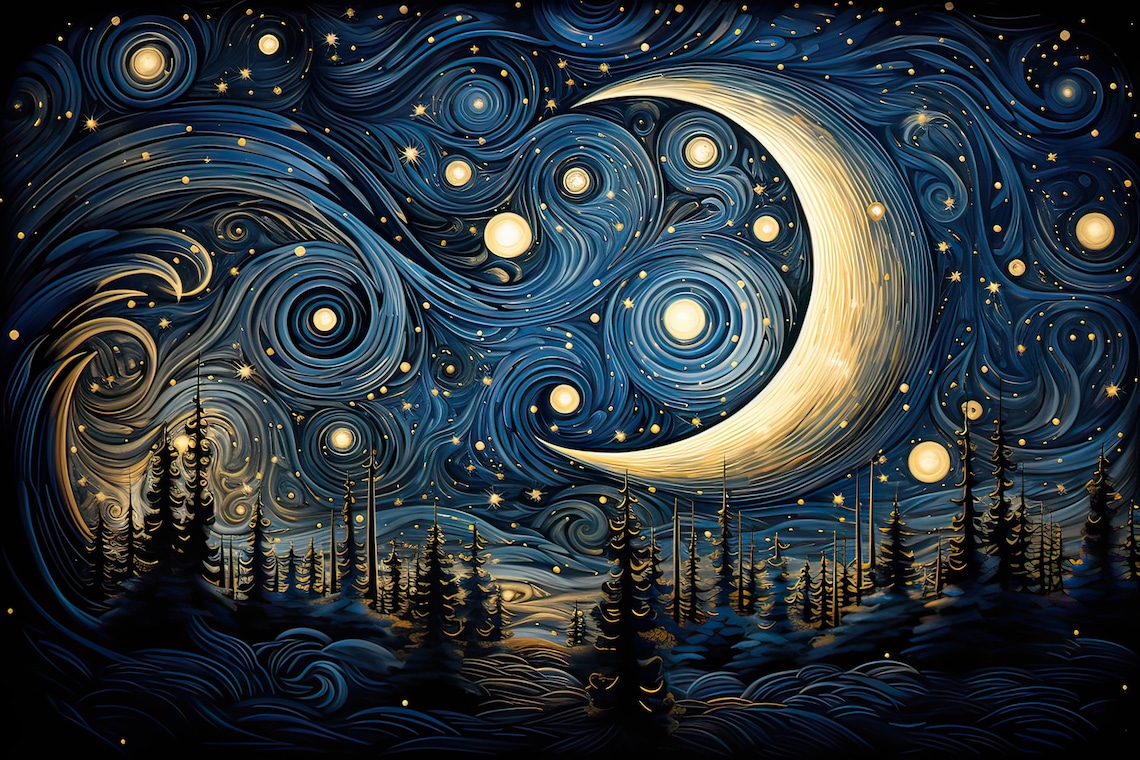 Dreamy Night, Digital Print, Wall Art, AI Art, Home Decor, Pop Art ...