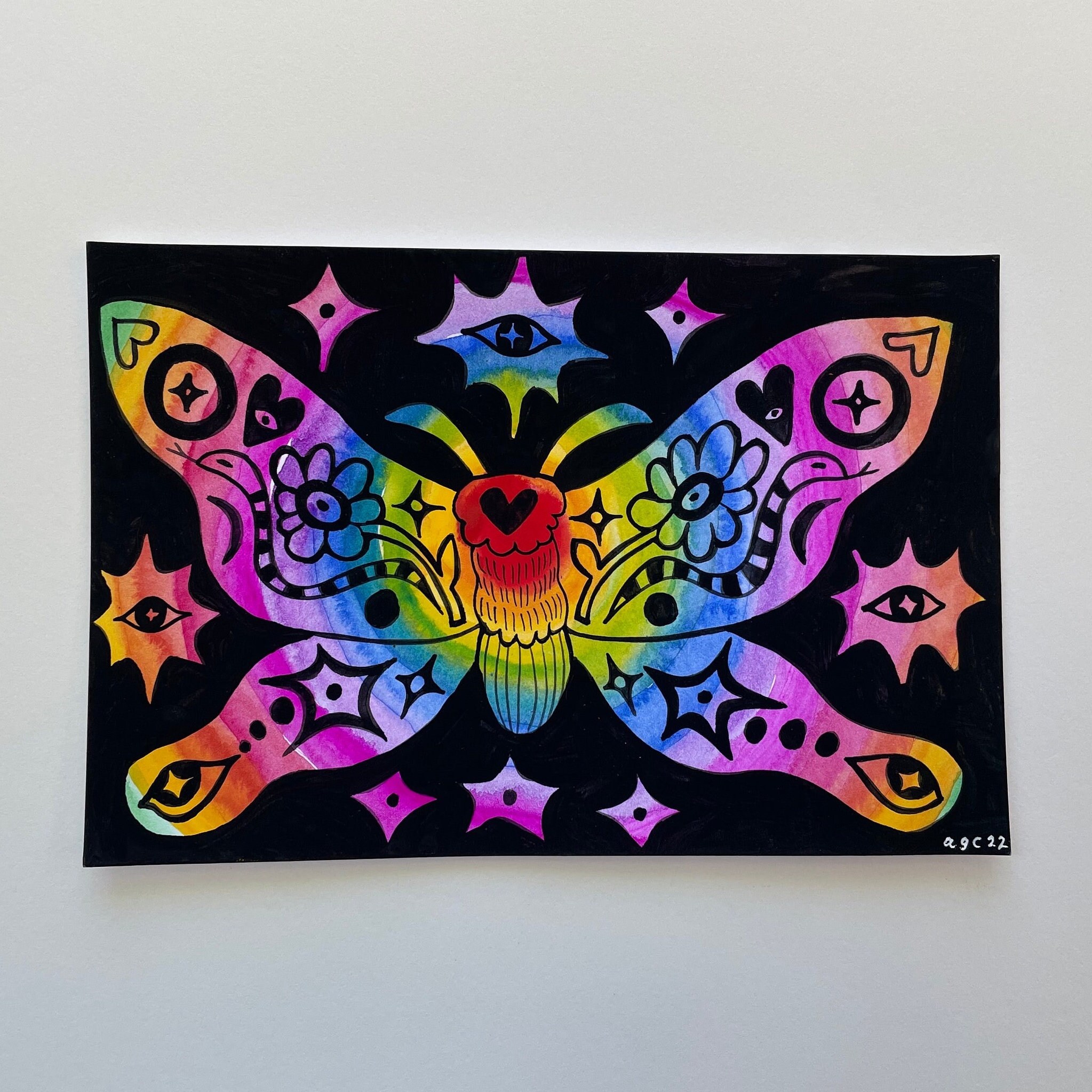 Rainbow Moth • Original Painting - Etsy