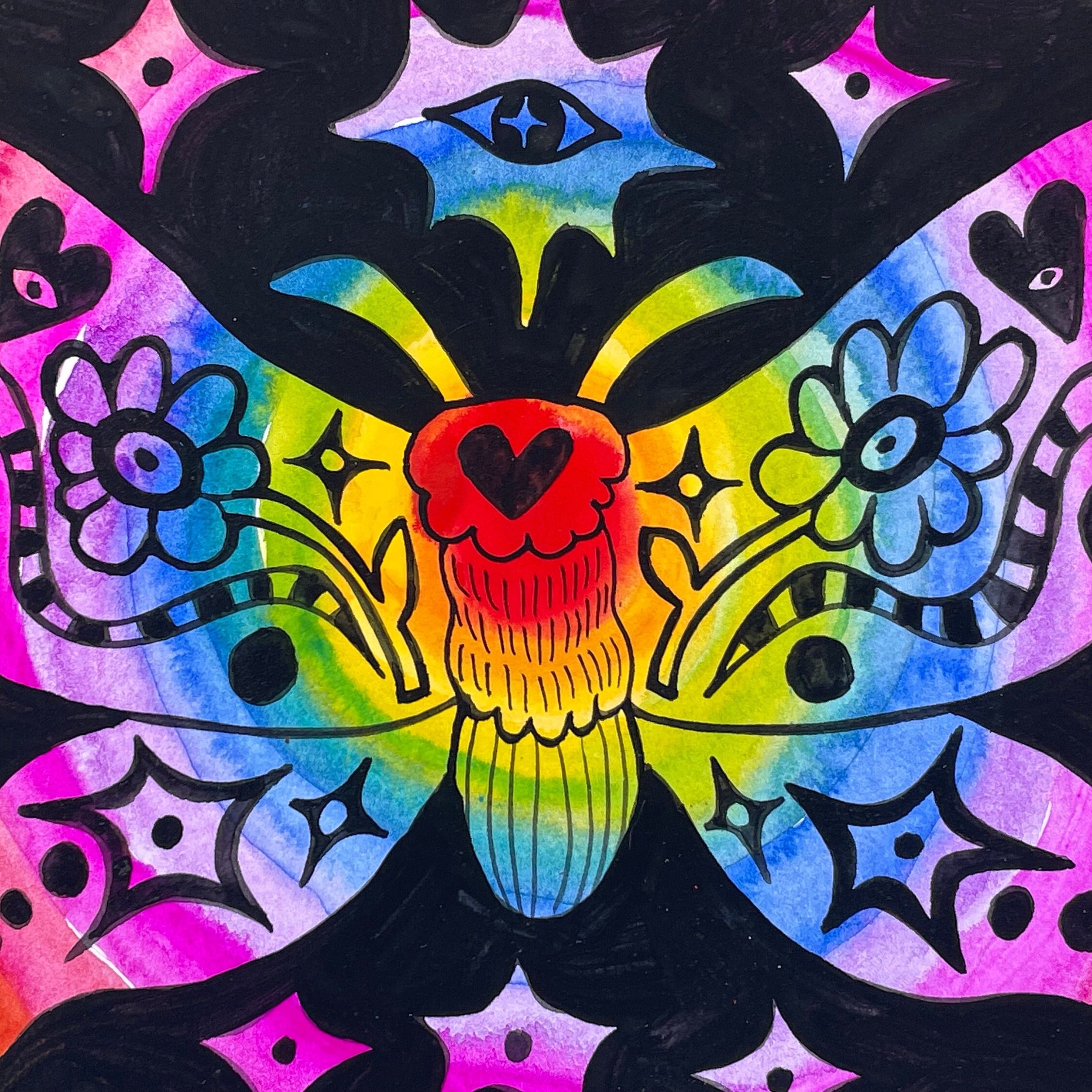 Rainbow Moth Original Painting - Etsy