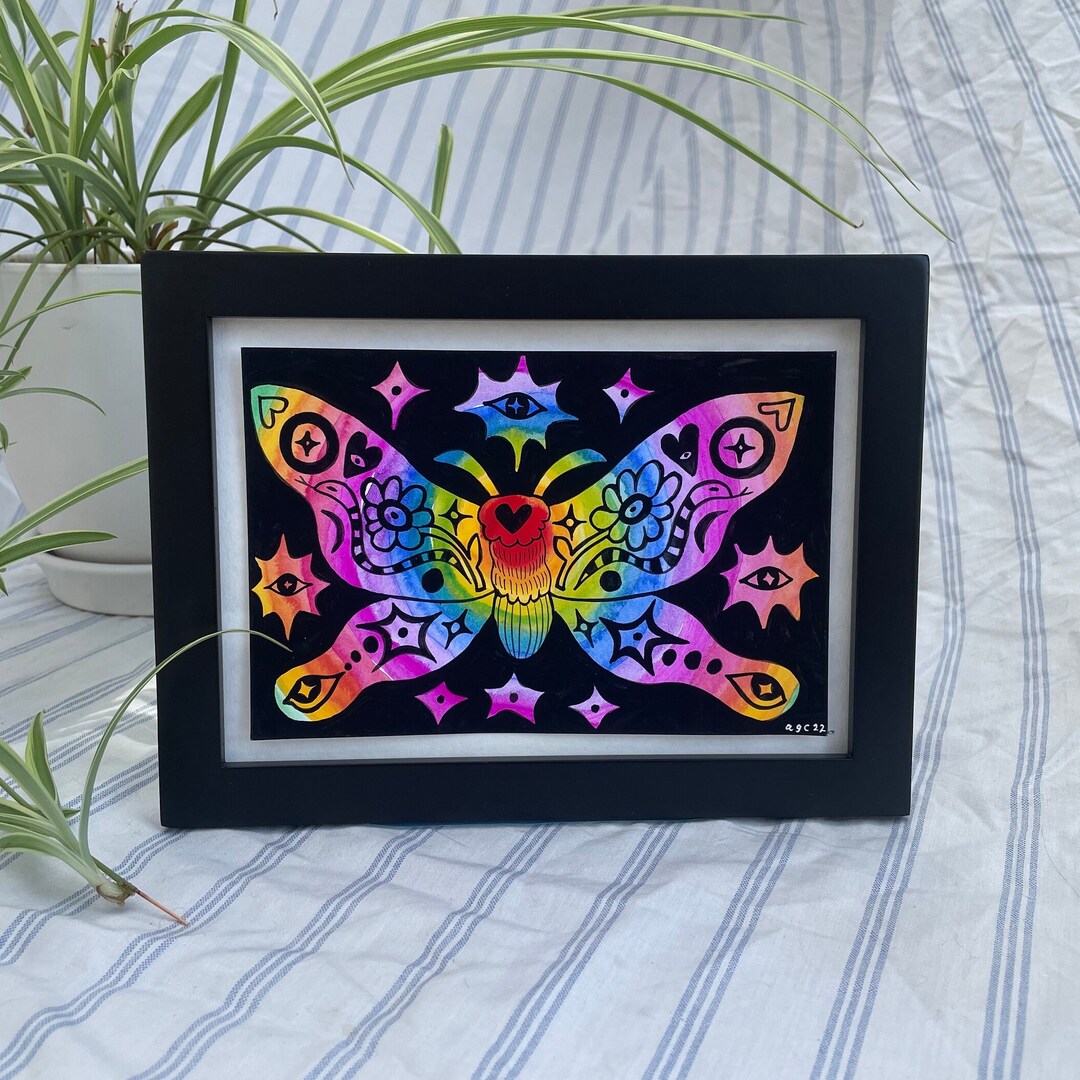 Rainbow Moth • Original Painting - Etsy