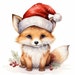 20 Watercolor Christmas Fox Clipart PNG Images, Cute Foxes, Xmas Fox ...