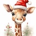 20 Giraffe Watercolor Christmas Clipart PNG Images, Giraffe in Santa ...