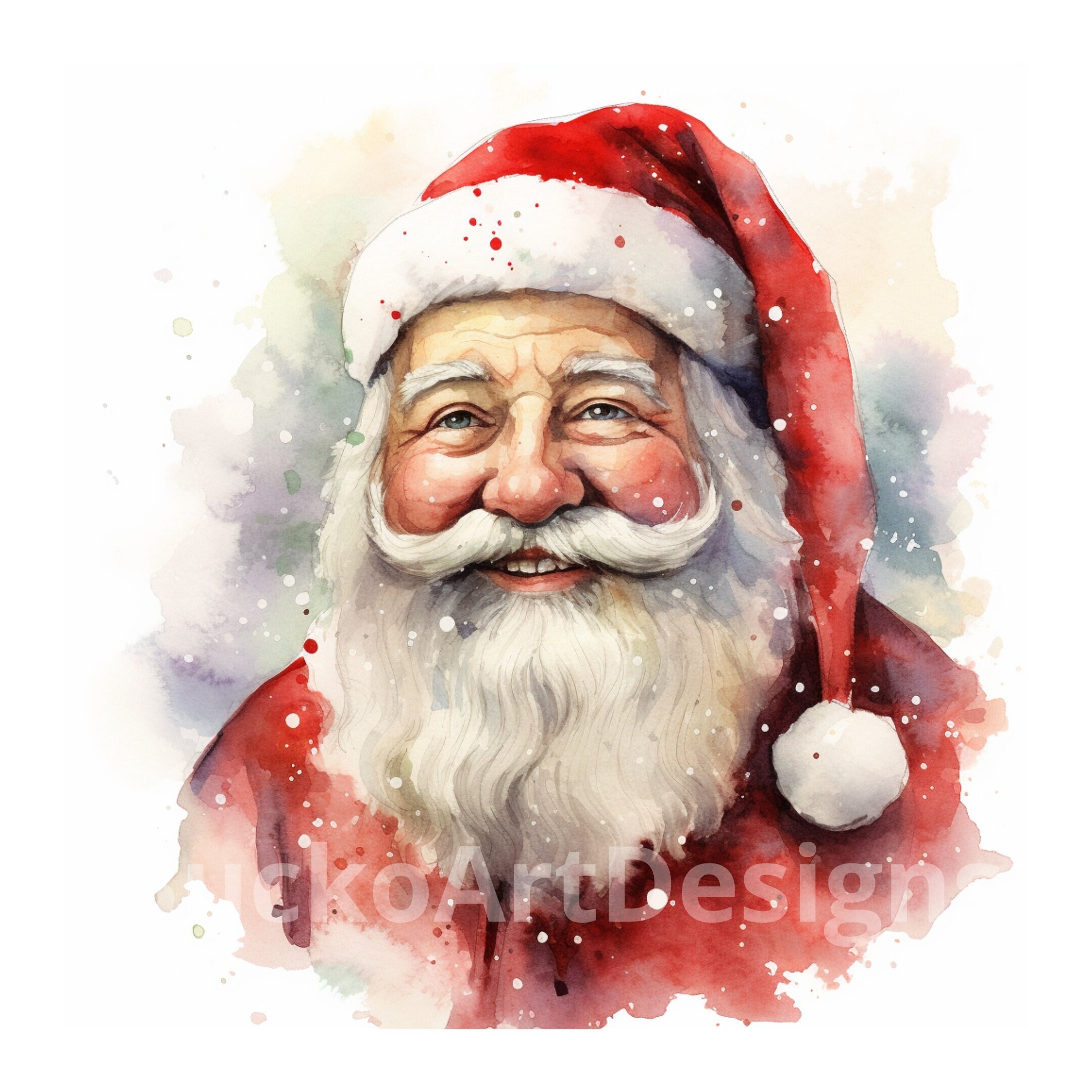 20 Santa Claus Watercolor Christmas Clipart PNG Images, Santa Claus ...