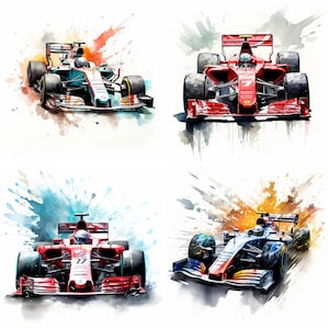 20 Formula 1 Race Cars Watercolor Clipart PNG Images, F1 Grand Prix ...