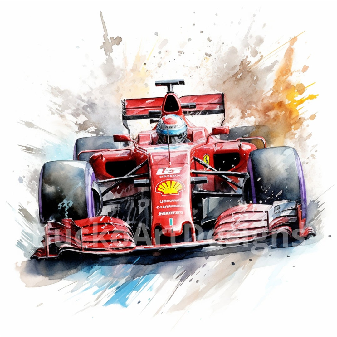20 Formula 1 Race Cars Watercolor Clipart PNG Images, F1 Grand Prix ...
